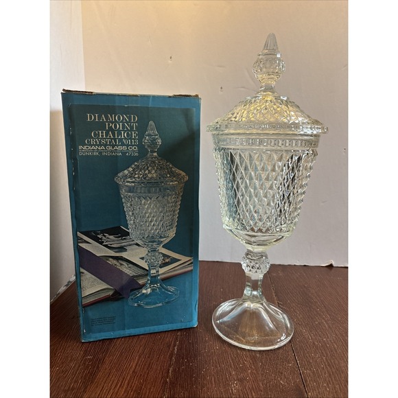 Indiana Glass | Art | Indiana Glass Diamond Point Footed Candy Dish ...